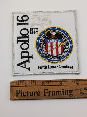 25th Anniversary NASA Space Apollo 16 5th Lunar Landing Iron On White Patch 4" | eBay