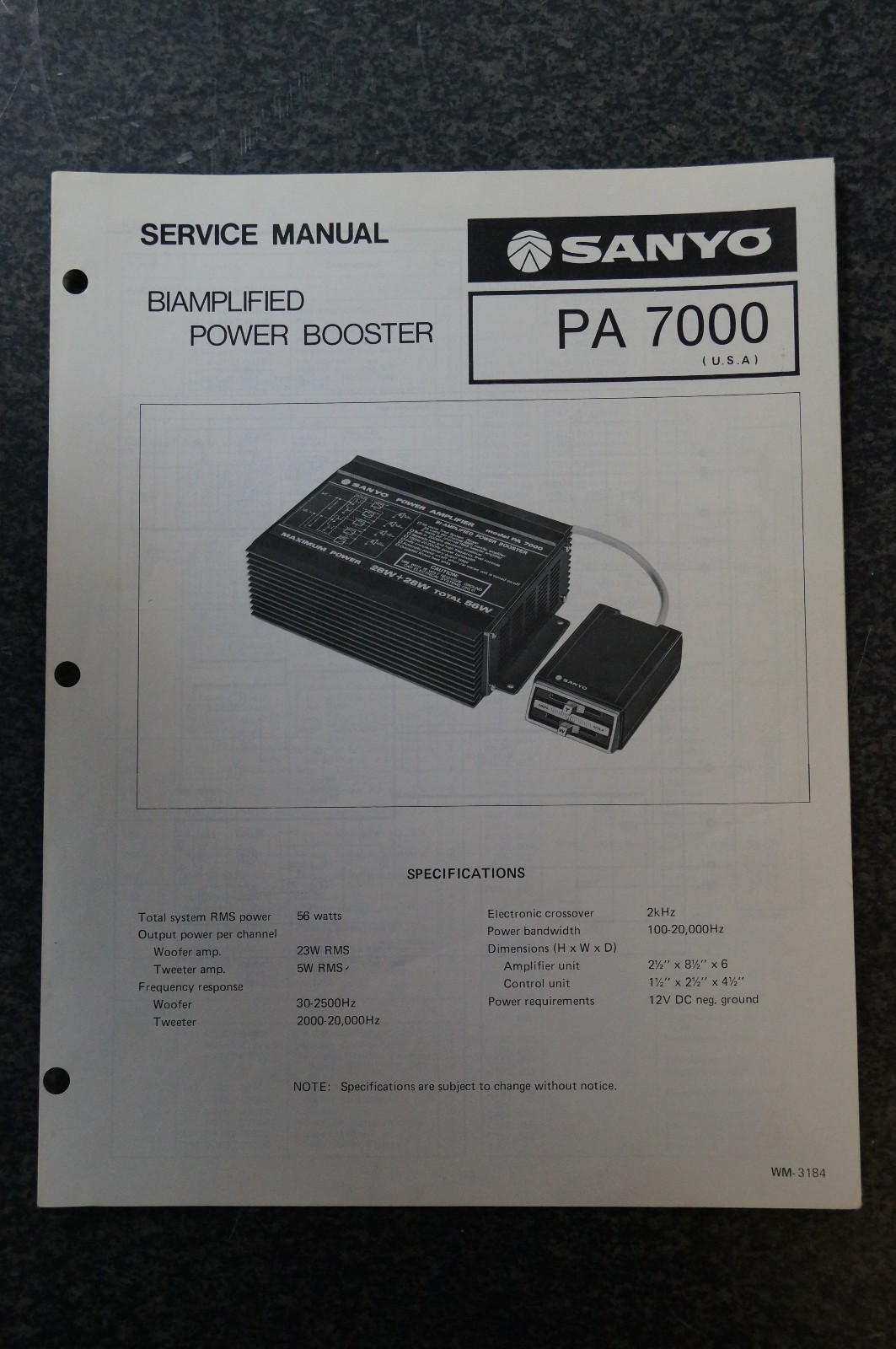Sanyo PA7000 Service Manual | eBay