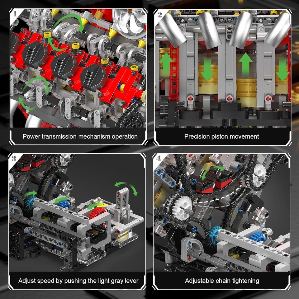 V8 Engine Building Blocks Sets, V8 Engine Model Kit That Runs, MOC ...