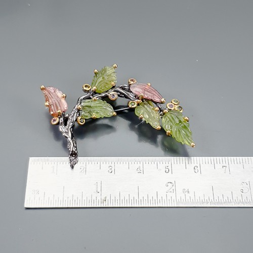 Jewellery Design AAA Natural Tourmaline Brooch 925 Sterling Silver ...