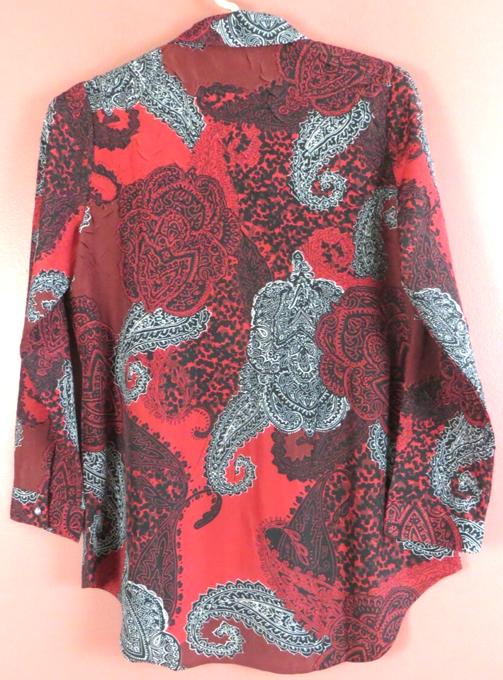 TB09523- CHICOS Women's Polyester Shirt 3/4 Sleeve Paisley Multicolor ...