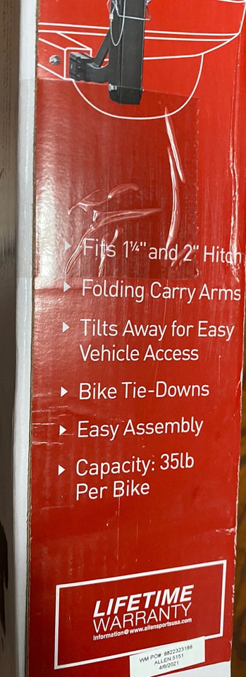 Allen Sports Deluxe 2 Two Bicycle Hitch Mounted Bike Rack Carrier 522RR ...