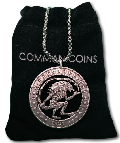 Hobo Cut Coin Necklace Alien VS Predator Vintage Movie Film Jewelry Art ...
