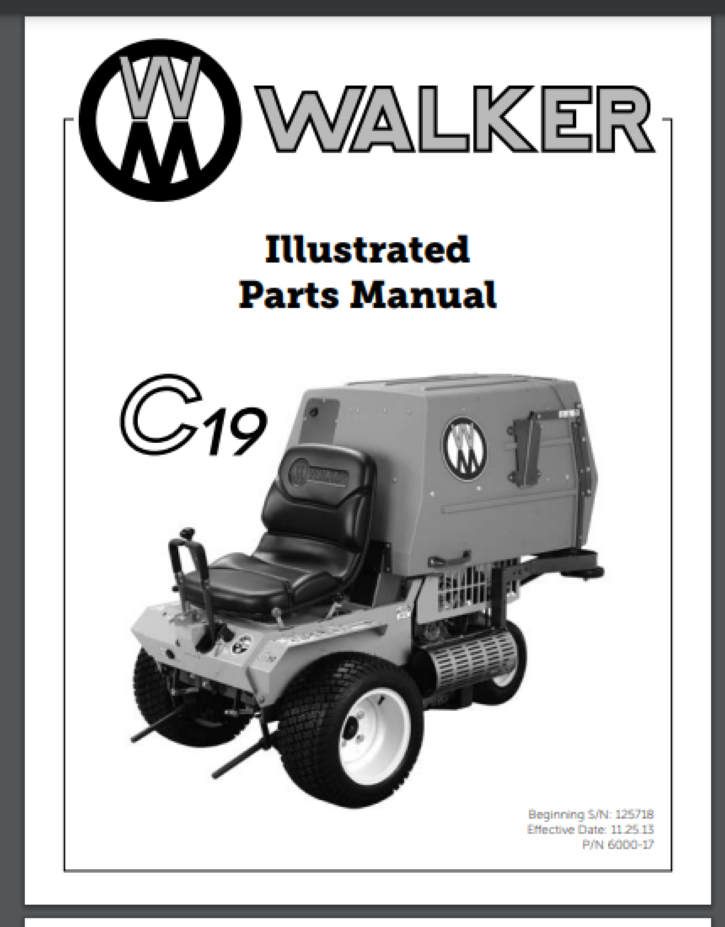 Walker mower 2013 C19 Illustrated Parts manual 125718 - 140306 40 pages | eBay