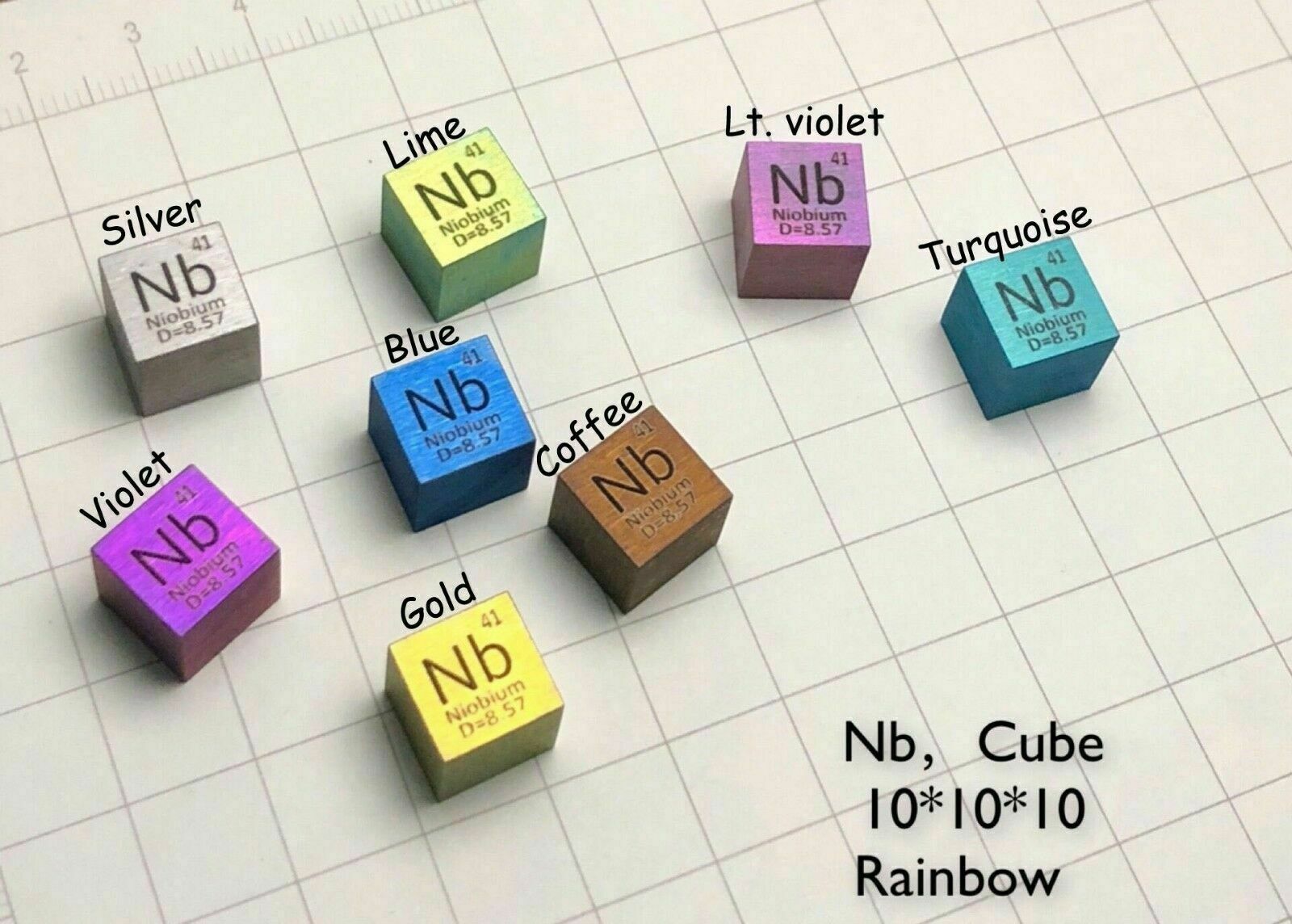 1 Piece Pure Niobium 10mm Cube Metal Rainbow Blue Gold Carved Element ...