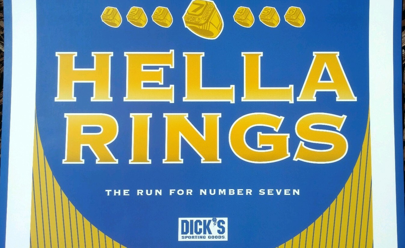 2019 Golden State Warriors NBA Finals Hella Rings Fan Cheer Card Curry ...