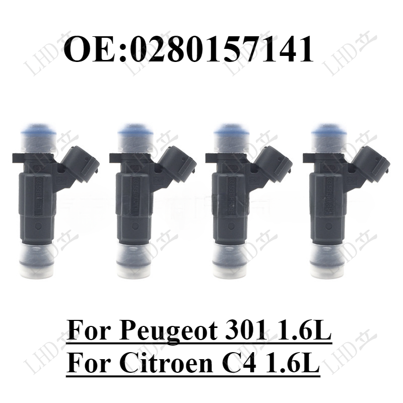 4 Pcs 0280157141 9673836680 Fuel Injector For Peugeot 301 1.6 Citroen ...