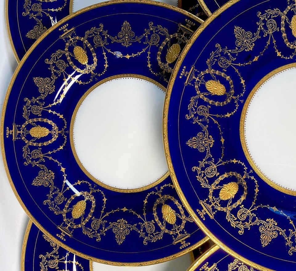 Opulent Antique Minton Dinner Plates Set 12pc Belle Epoch, Raised Gold ...