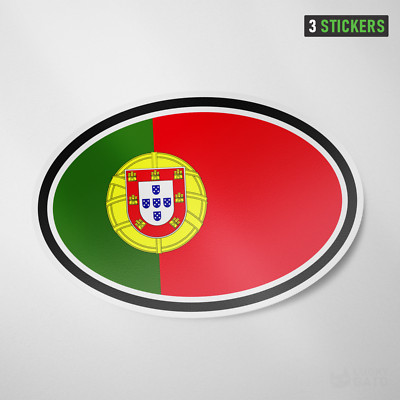 Portugal Oval Flag Sticker 3 Pack Vinyl Decal Car Auto Window Lisbon | eBay
