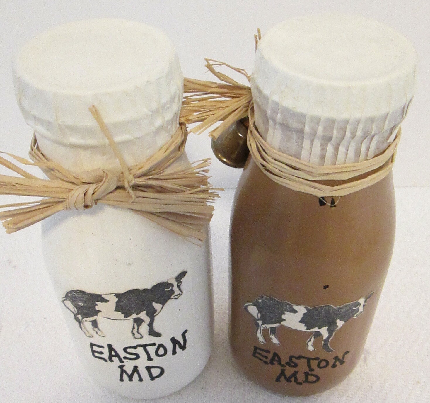 Lot of 2 Milk & Chocolate Milk Hand Painted Cows Glass Pint Bottles | eBay