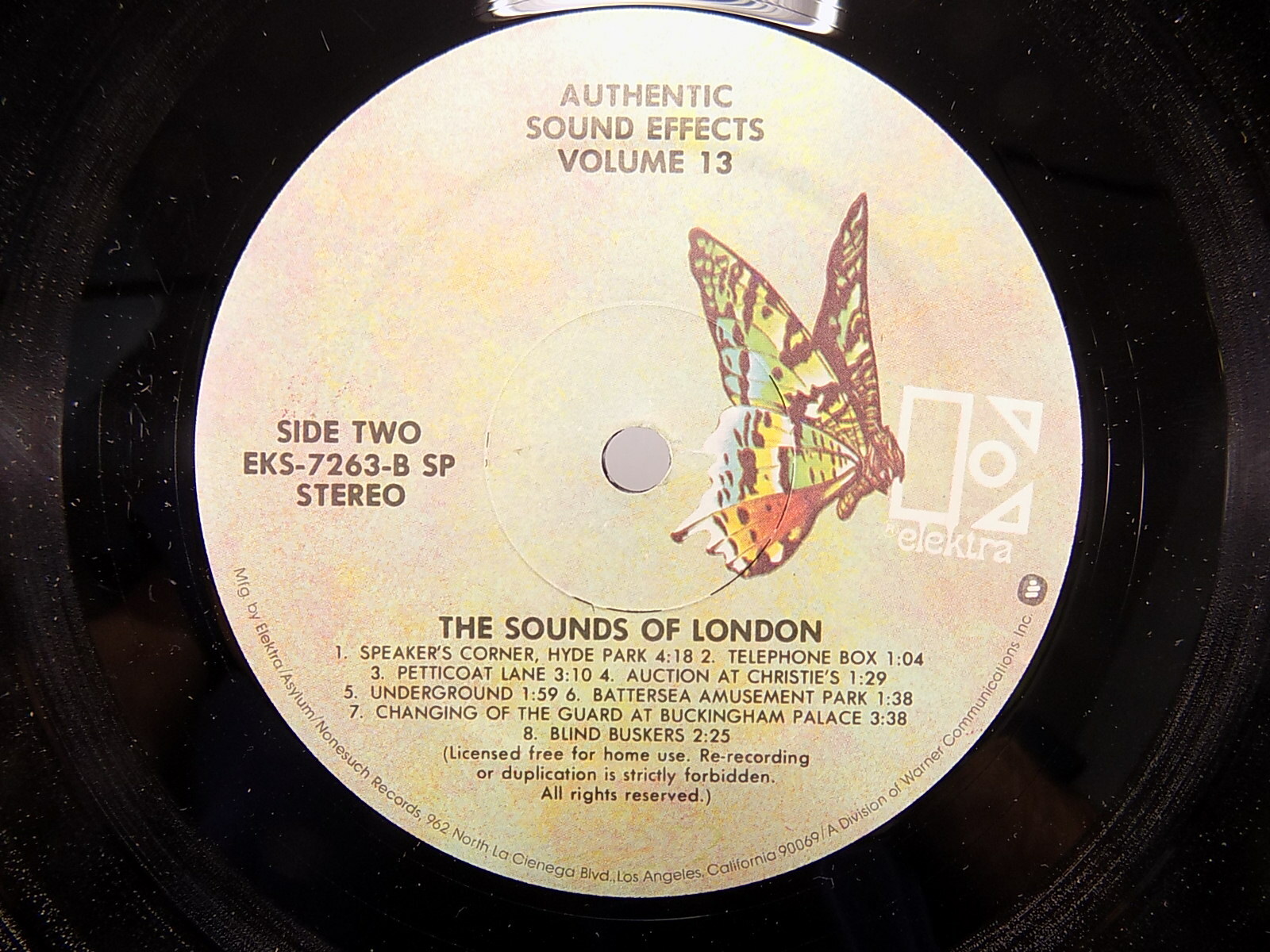AUTHENTIC SOUND EFFECTS VOLUME 13 SOUNDS OF LONDON ALBUM ELEKTRA RECORD ...