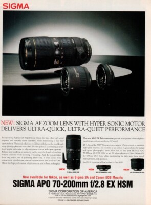 Sigma - 70-200mm AF APO Lens - Original Magazine Ad - 1998 | eBay