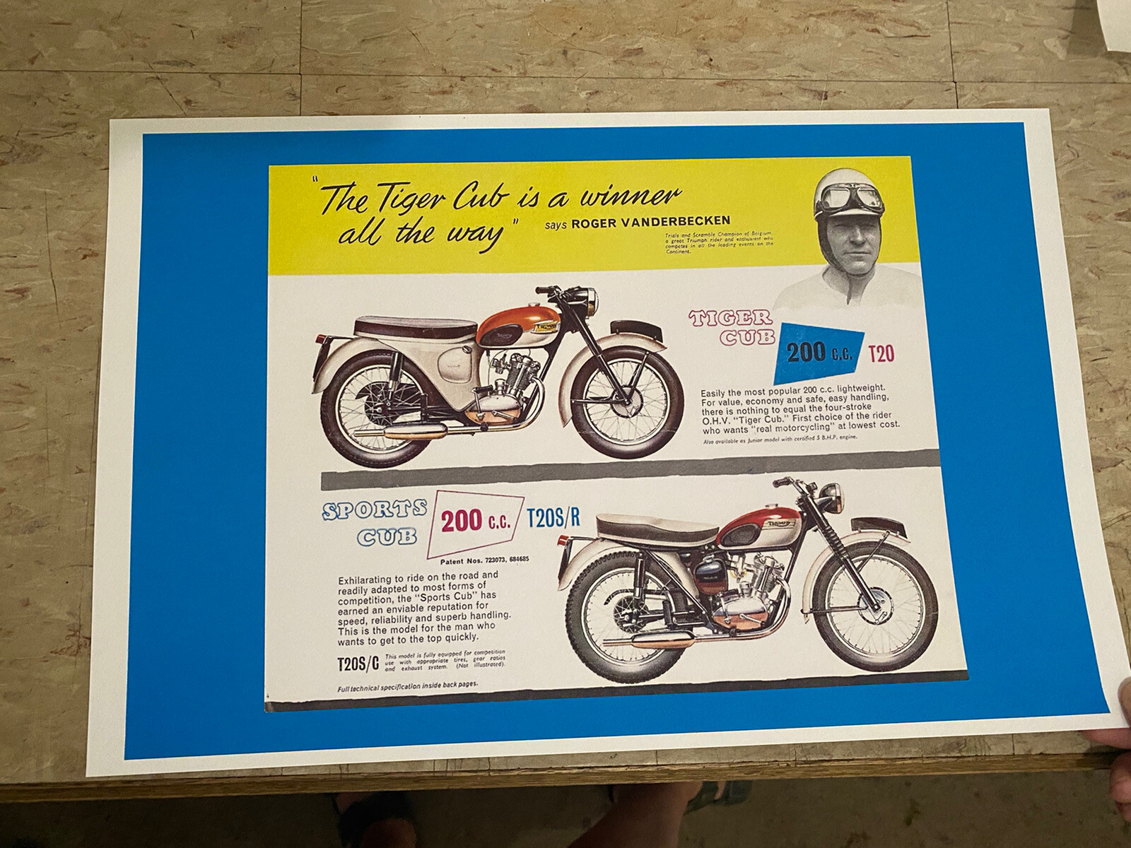 Vintage Triumph Tiger Cub Sports Cub Motorcycle Poster Advertisement ...