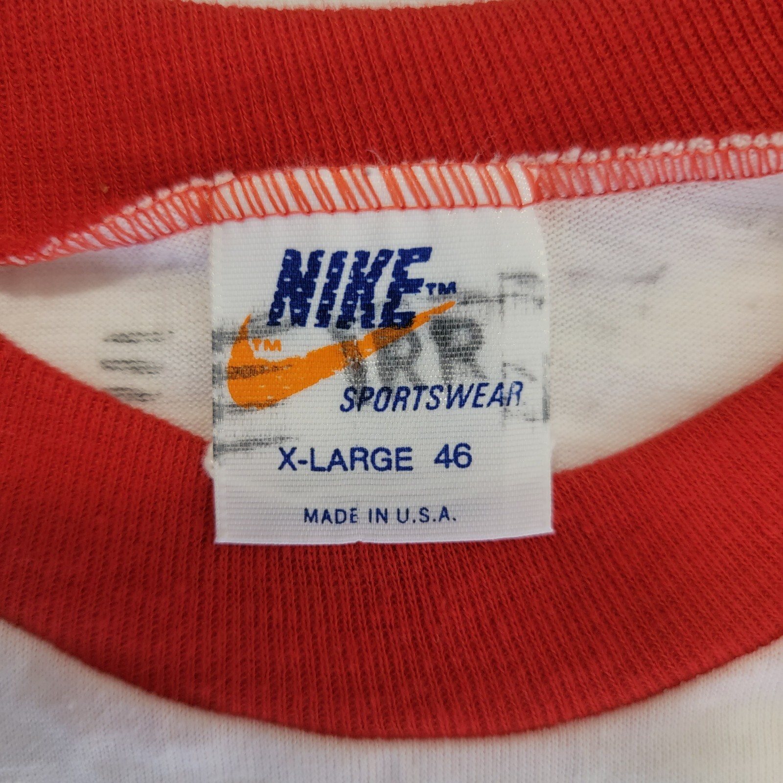 Vintage 80's Nike Red White Raglan T Shirt Mens XL 46 - Gem