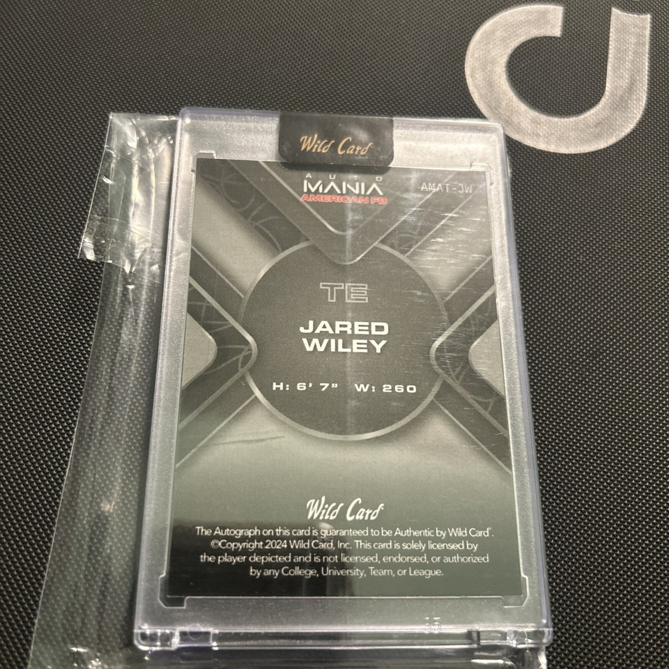 2024 Wild Card Auto Mania TE Jared Wiley 1/1 RC Autograph Chiefs Rookie ...