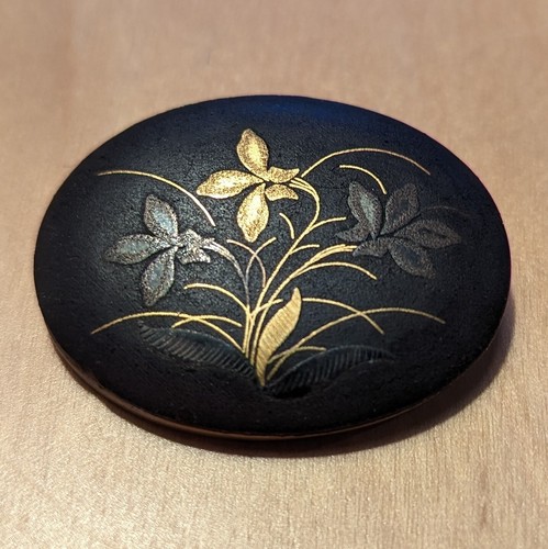 Vintage 1960's Amita Japan Flower Damascene Oval Brooch Pin | eBay