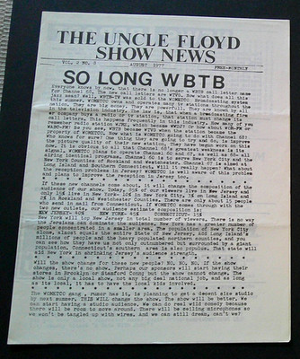 The Uncle Floyd Show Gazette Vol. 2 # 8 (Aug. 1977) Official Fan Club ...