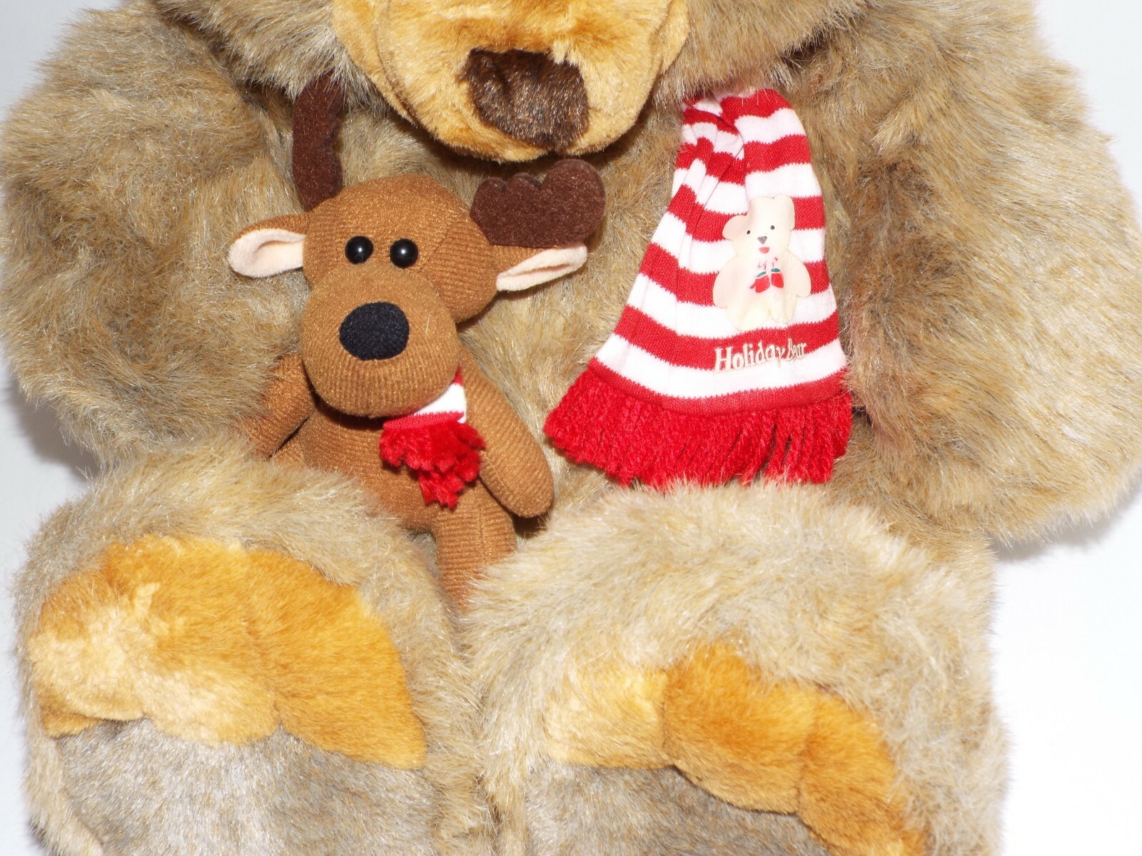 Christmas Plush Teddy Bear 24" Holding Reindeer JC Penney Holiday ...