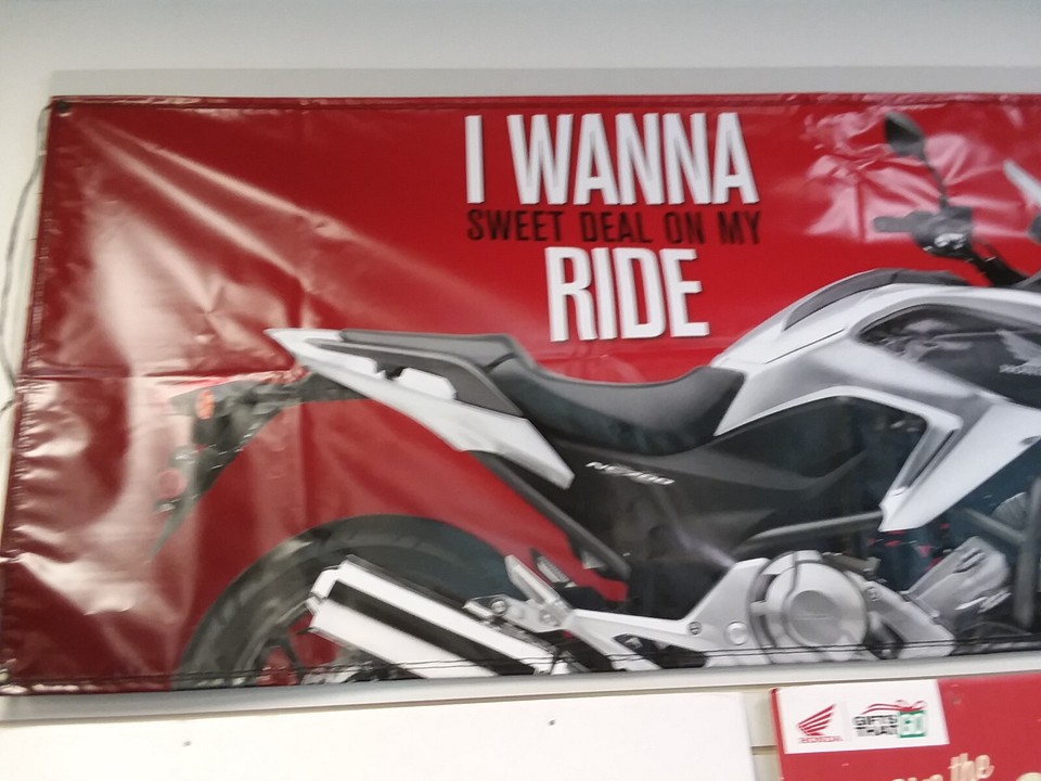 HONDA MOTORCYCLE DEALER ADVERTISING BANNER WITH NC700X CYCLE ON IT. 3FT ...