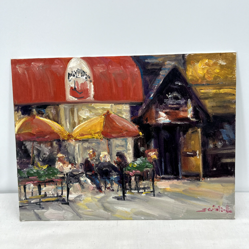 Original Artwork Study 9”x12” Oil On Canvas Panel Cafe By Tadeusz ...