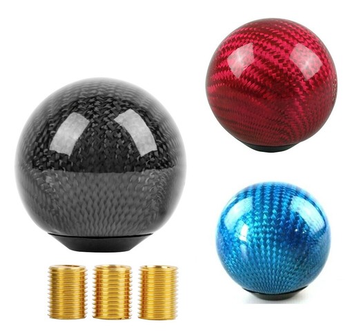 Universal Carbon Fiber blue/black/red Round Ball Manual Gear Shift Knob ...