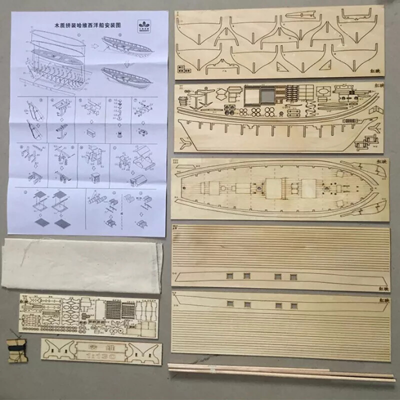 Halcon Wooden Sailing Boat Model DIY Kit Ship Assembly Decoration Gift ...