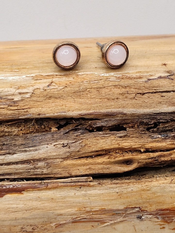 Pink Vintage Opal Round Stud Earrings. -... P21 | eBay