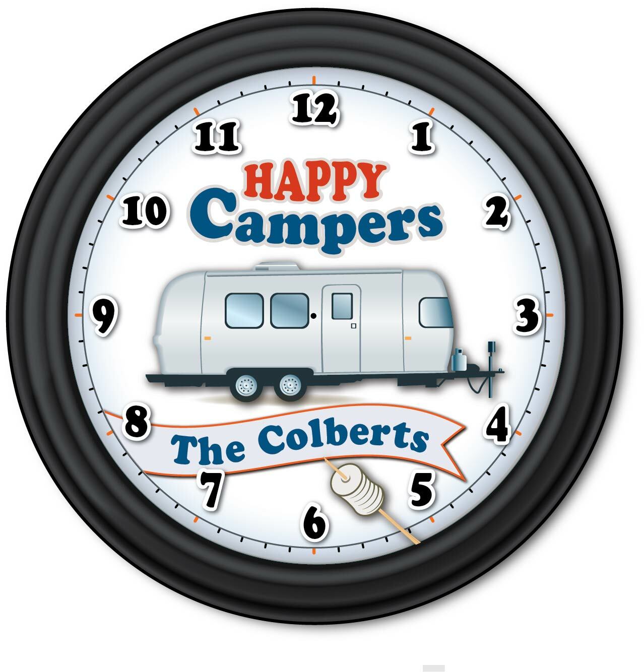 Happy Camper PERSONALIZED Wall Clock Airstream Trailer RV Camp ...