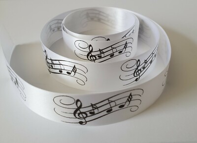 Music note Ribbon 25mm Wide various lengths/colours cake ribbon gift ...