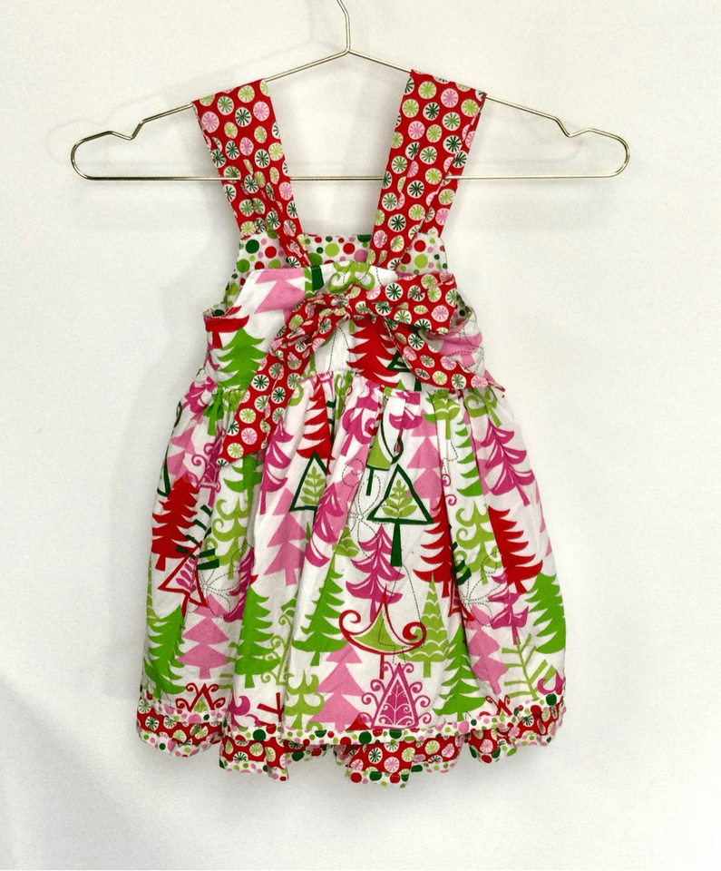 Jelly the Pug Girls Multi-Color Tree Christmas Sassy Ruffle A-Line ...