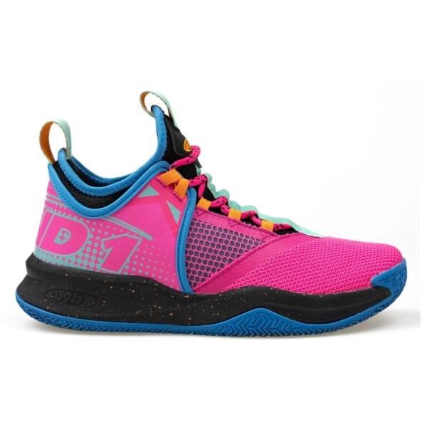 AND1 Kid's Charge Jr Basketball Shoes In Pink Brilliant Blue Black, 1 ...