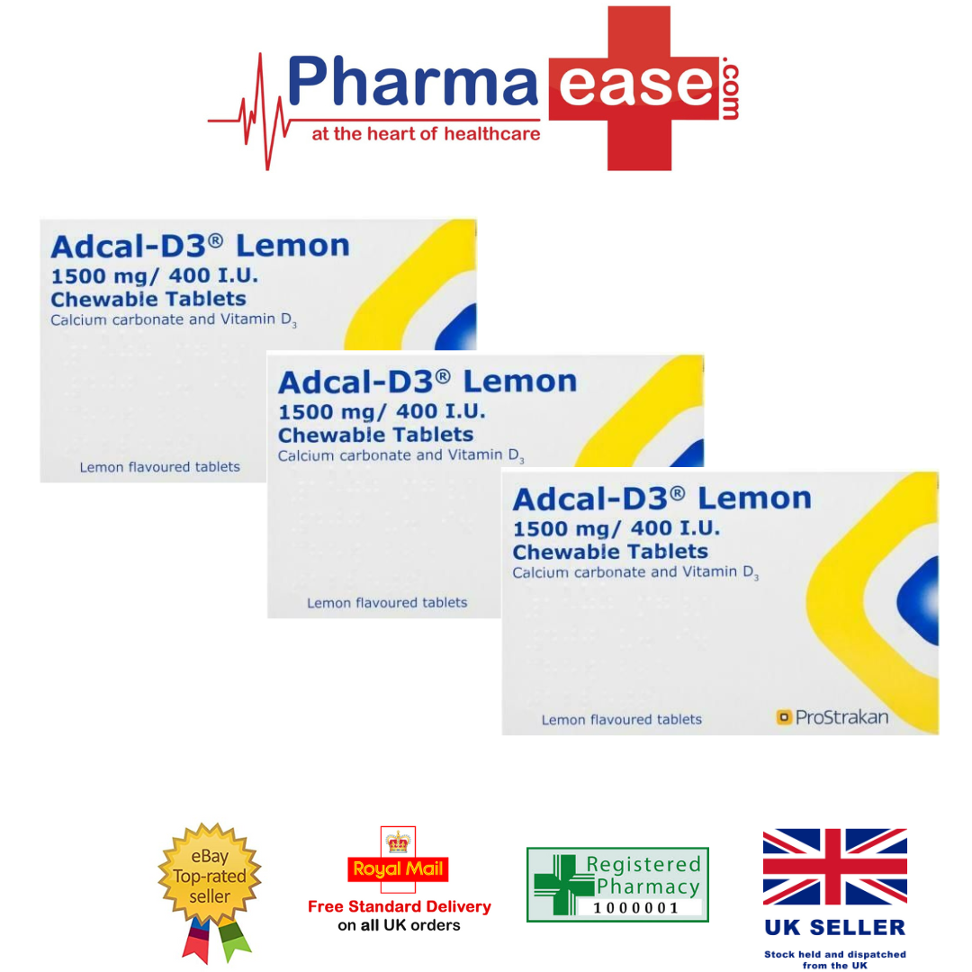 Adcal D3 1500mg/400 IU- 3 x 56 Chewable Lemon Tablets- Calcium ...