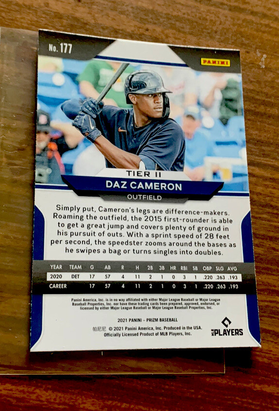 Daz Cameron 2021 Panini Prizm RC Tier 2 Card # 177 - Oakland A’s | eBay