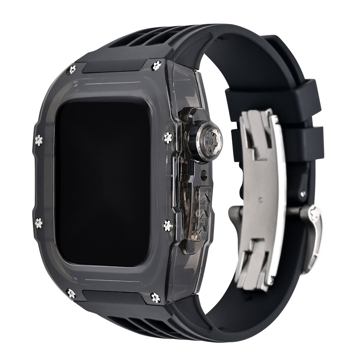 Transparent Case + Rubber Band Mod Kit For Apple Watch Series 8 7 6 5 ...