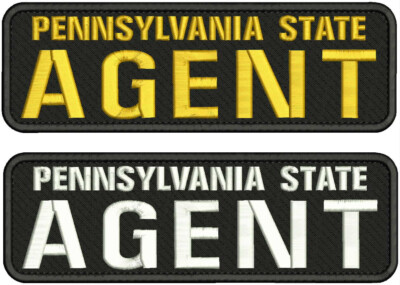 P STATE AGENT EMBROIDERY PATCH 3X10 HOOK ON BACK GOLD WHITE ON BLACK | eBay
