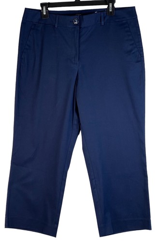Ann Taylor Loft Pants Womens 12 Wide Leg High Rise Crop Navy Pockets ...