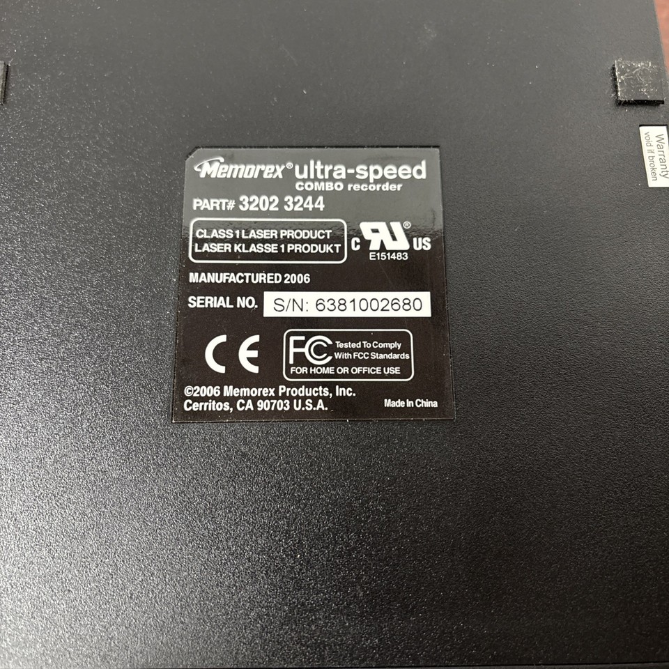 Memorex Combo Ultra Speed Recorder CD-RW/DVD-Rom 3202 3244 No Power ...