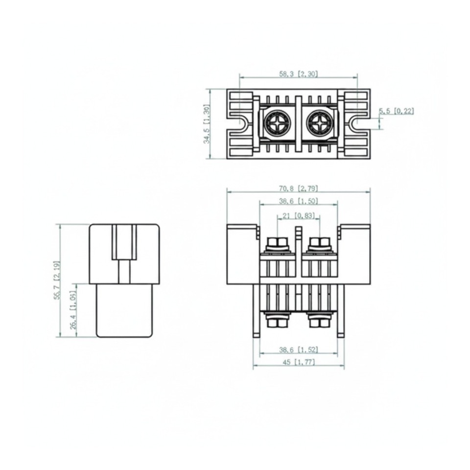 Through-Wall Terminal Block with Cover Screw Connector Heavy-Duty for ...