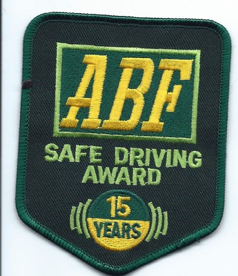 ABF truck driver patch "safe driving award" "15 years" 3-7/8 X 3 inches ...