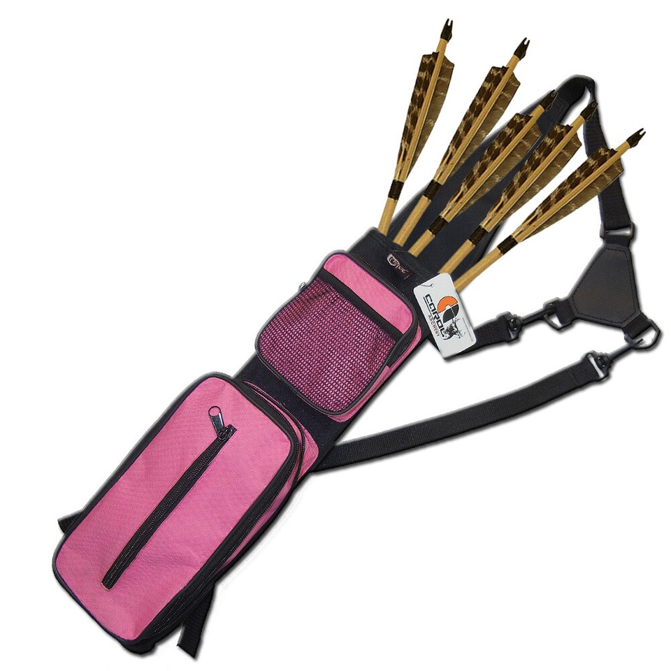 EXPANDABLE DOUBLE ZIPPER POCKET RECURVE/LONGBOW SHOULDER BACK ARROW ...