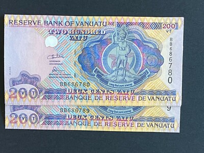 VANUATU 200 VATU 1995 x10 Prefix BB P86 UNC (Lot #259) | eBay UK