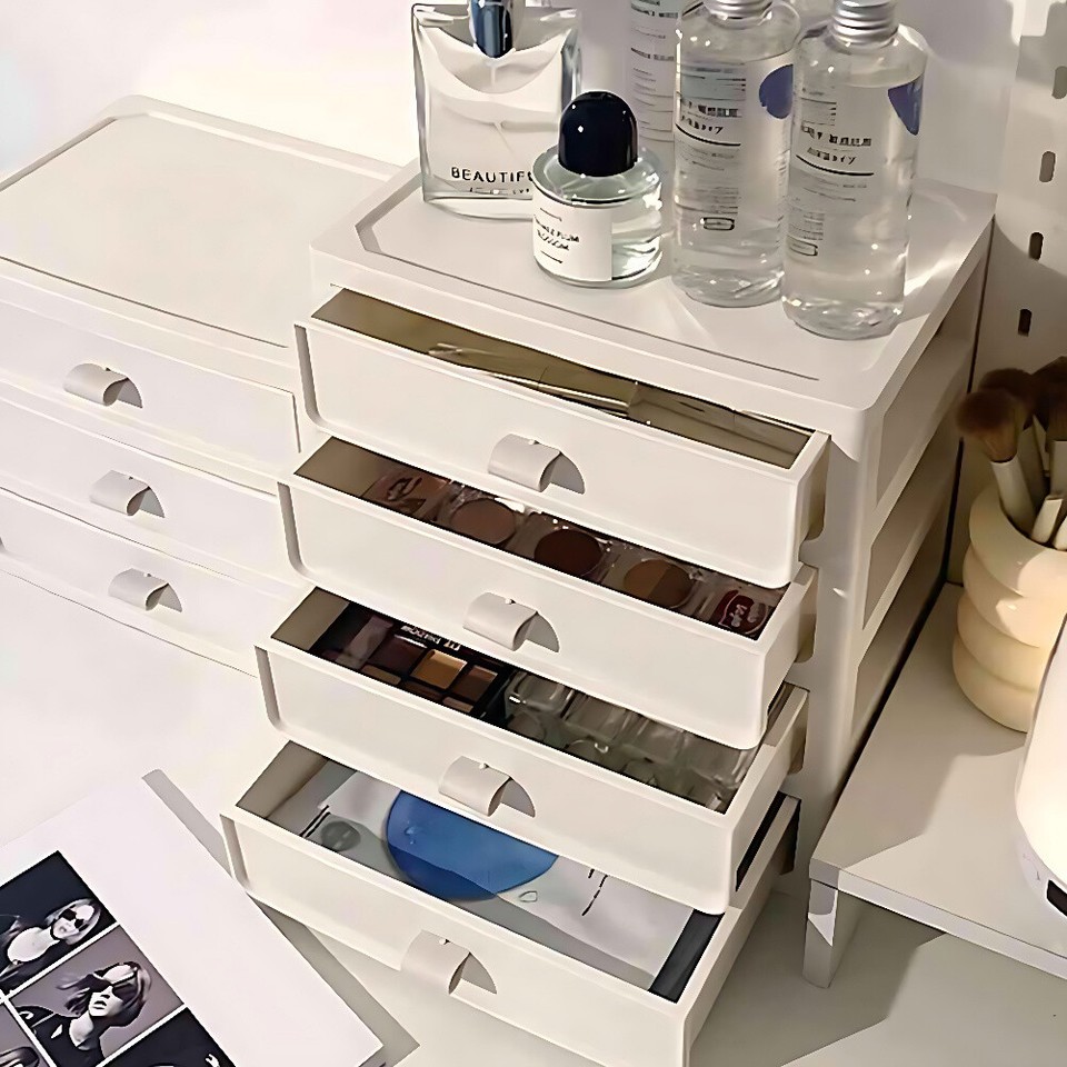 2-4 Tier Large Storage Box Office Home Desk Cosmetic Stationery Case ...