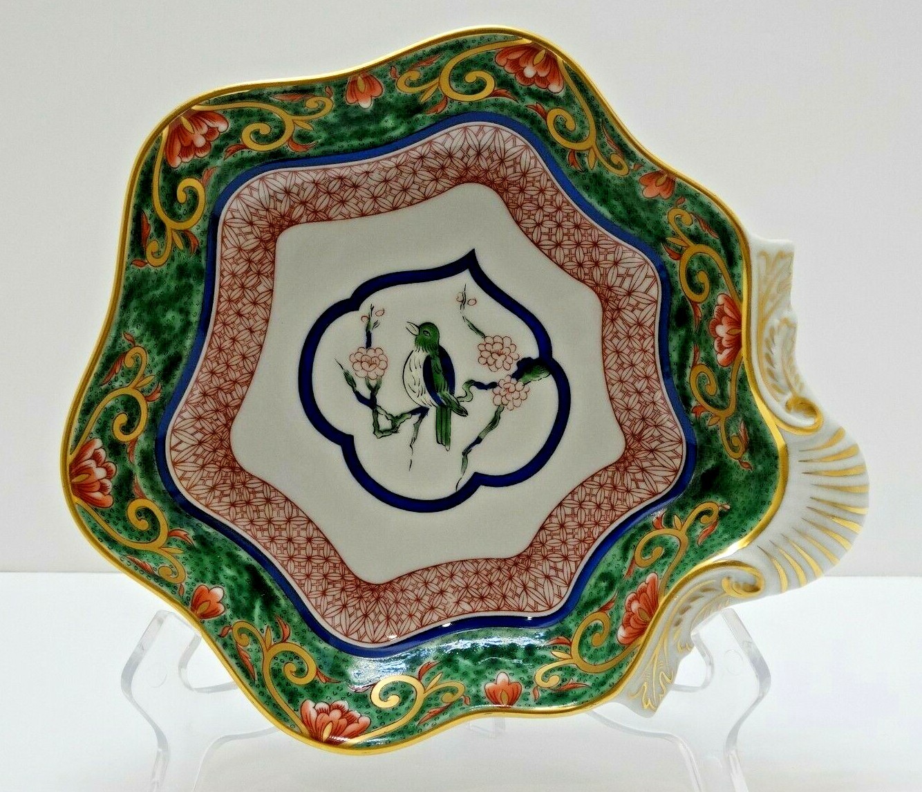 RARE Vintage Vista Alegre ANSHAN Gold Scalloped Shell Candy Dish BIRD ...