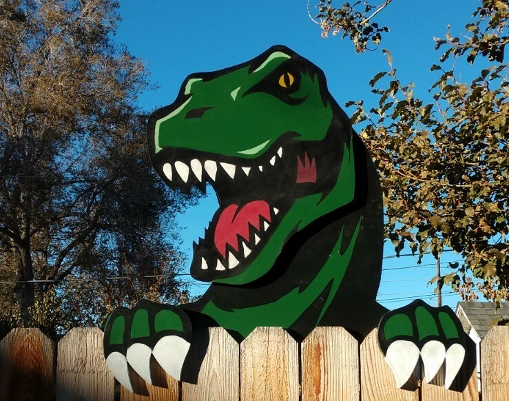 Tyrannosaurus Rex T-Rex Dinosaur Fence Peeker Garden Yard Art ...