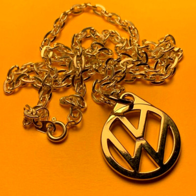 VOLKSWAGEN LOGO VINTAGE 1970's VW BUG BUS METAL 18" NECKLACE NOS SILVER ...