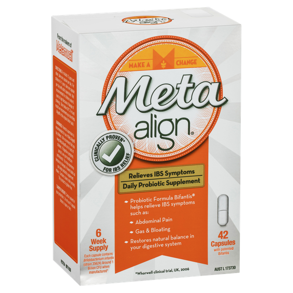 Meta Align Daily IBS Probiotic Supplement 42 Capsules Digestive Health ...