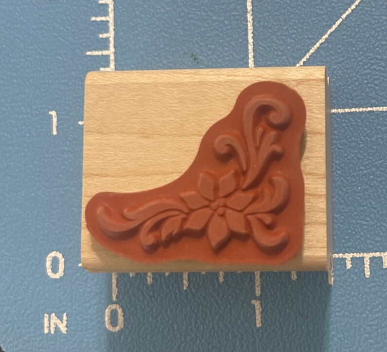 Stampin up Christmas floral corner stamp wood mount rubber stamp | eBay
