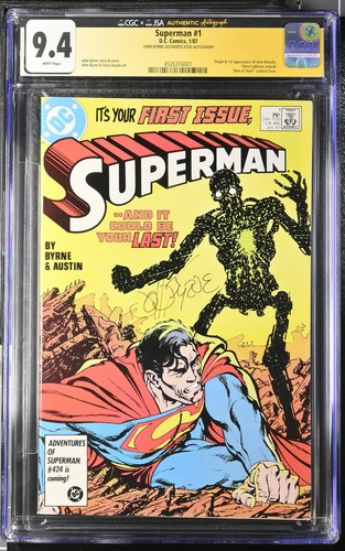 SUPERMAN #1 (1987) - CGC GRADE 9.4 - DC 1ST APPEARANCE METALLO SIGNED ...