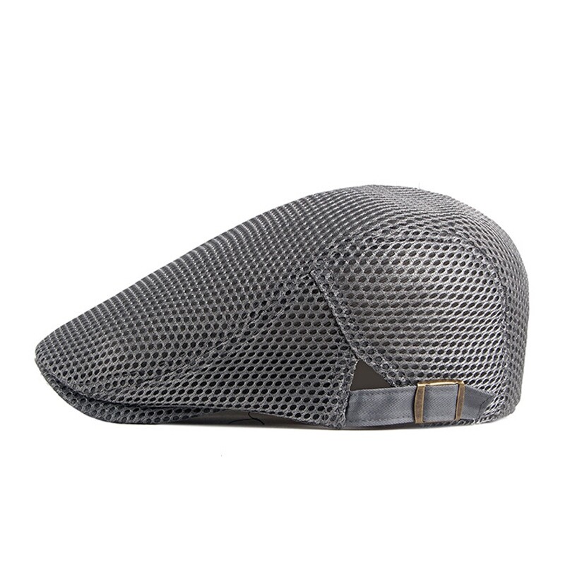 Men Breathable Mesh Summer Hat Adjustable Newsboy Beret Ivy Cap Cabbie ...