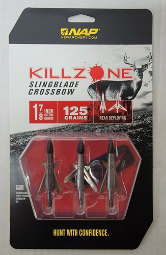 NAP Killzone Slingblade Crossbow 1-7/8" C.D. 125 Grains Broadheads 3 ...